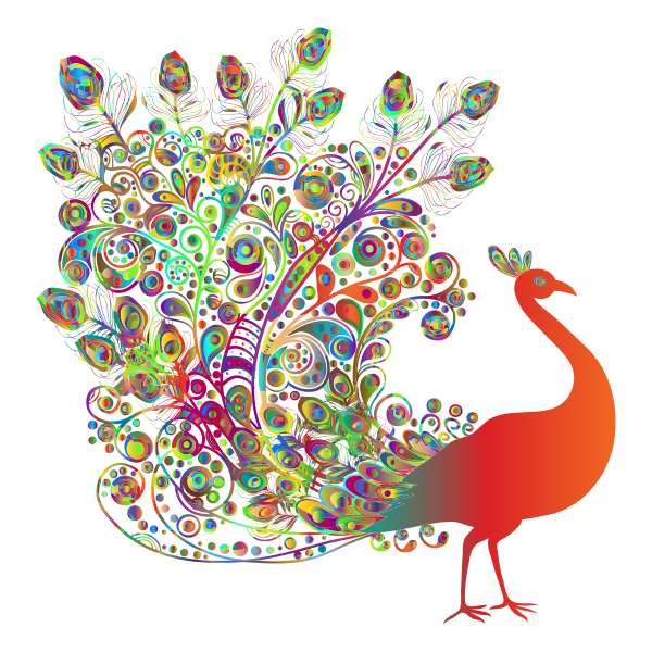 Peacock Line Art Vector Drawing Free Svg