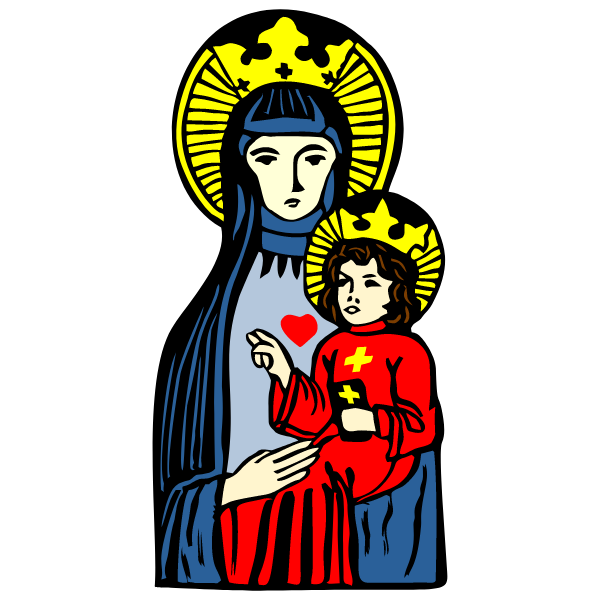 Virgin Mary and the boy Jesus | Free SVG
