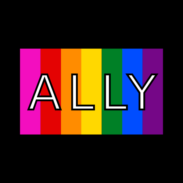 ALLY LGBT+ pride flag on black background | Free SVG