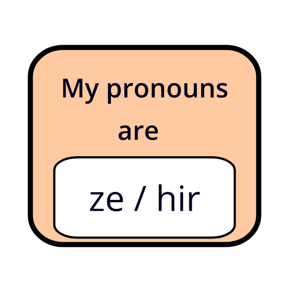 Ze hir pronouns orange badge | Free SVG