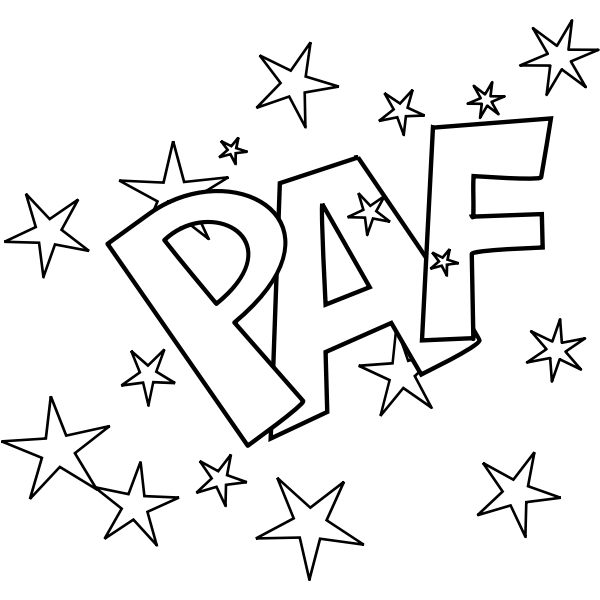 Vector clip art of paf sound representation with stars | Free SVG