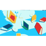 Clip art of stack of three books with labels | Free SVG