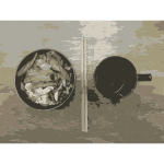 Vector illustration of cooking pot, siv and glove | Free SVG